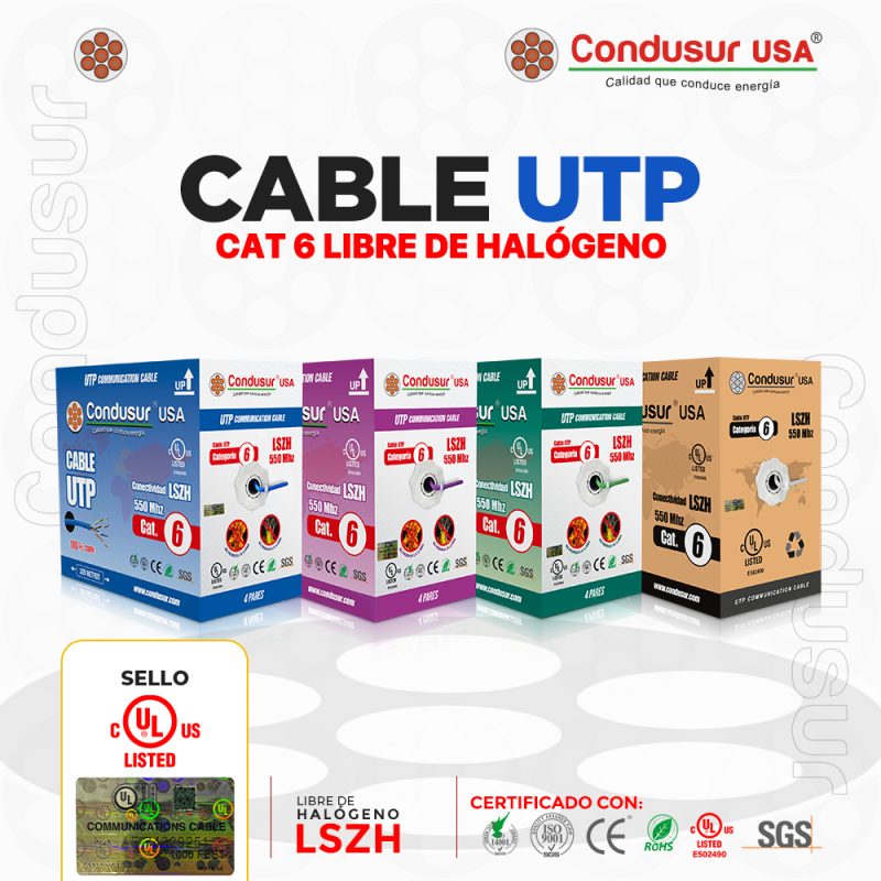 CABLE UTP CAT.6 MORADO 100% COBRE - CONDUSUR
